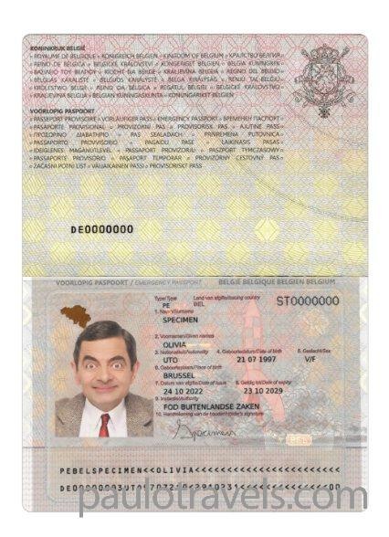 Belgium emergency passport PSD template - psdstores